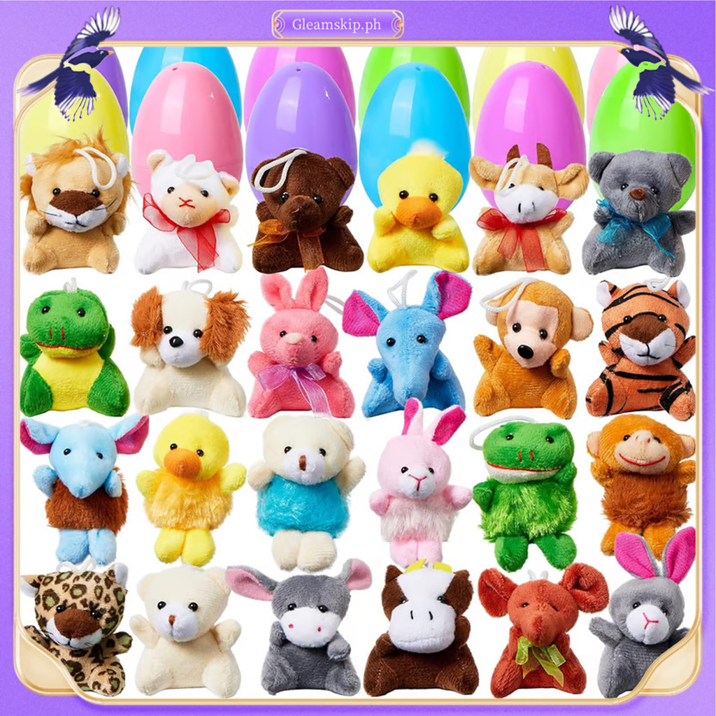 GLE- 12Pcs Mini Stuffed Animal Plush Doll Set Easter Egg Hunt Filler ...