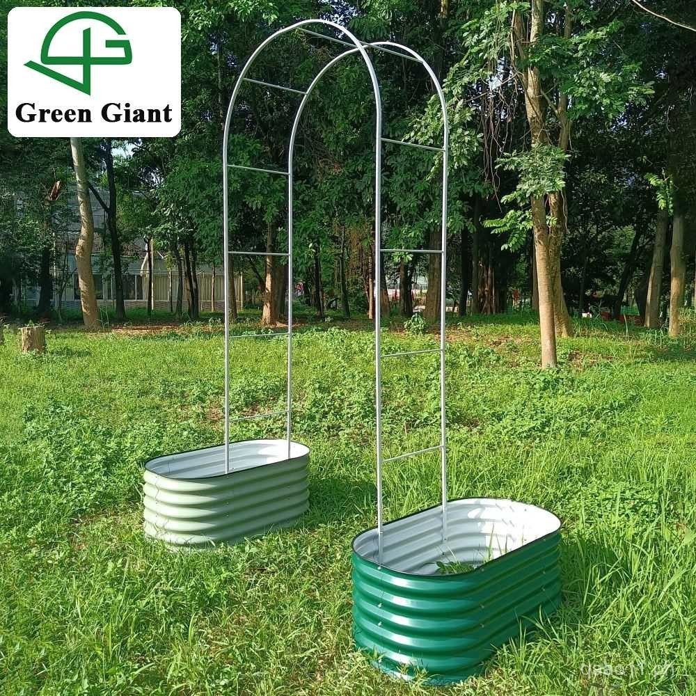 Metal Garden Bed Arch Flower Stand Climbing Frame Outdoor Rust ...