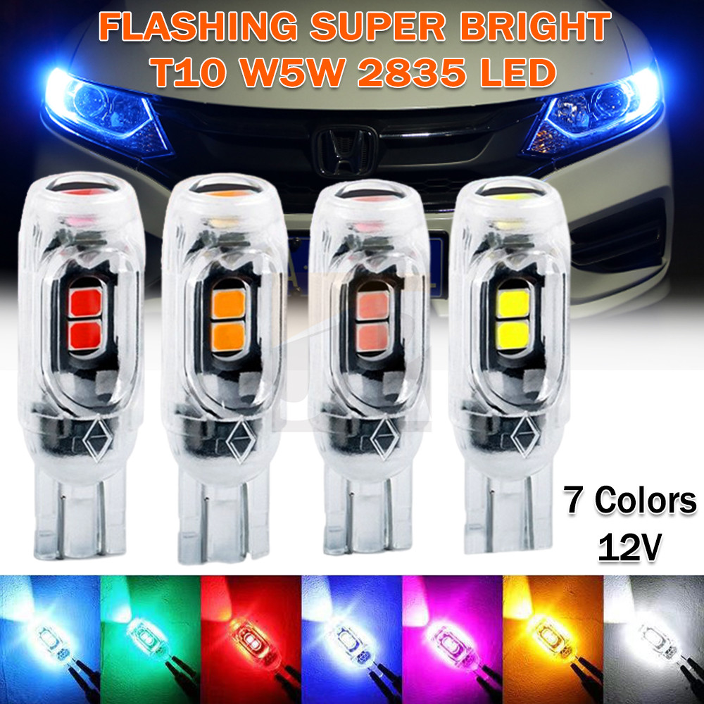 T10 W5W lens Led Flash Strobe Bulb 194 WY5W Flashing Interior Parking License Plate Reading ...