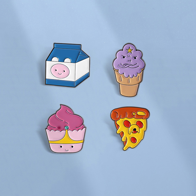 Funny Foods Milk Pizza Ice Cream Brooch Pins Cartoon Cute Food Pin ...