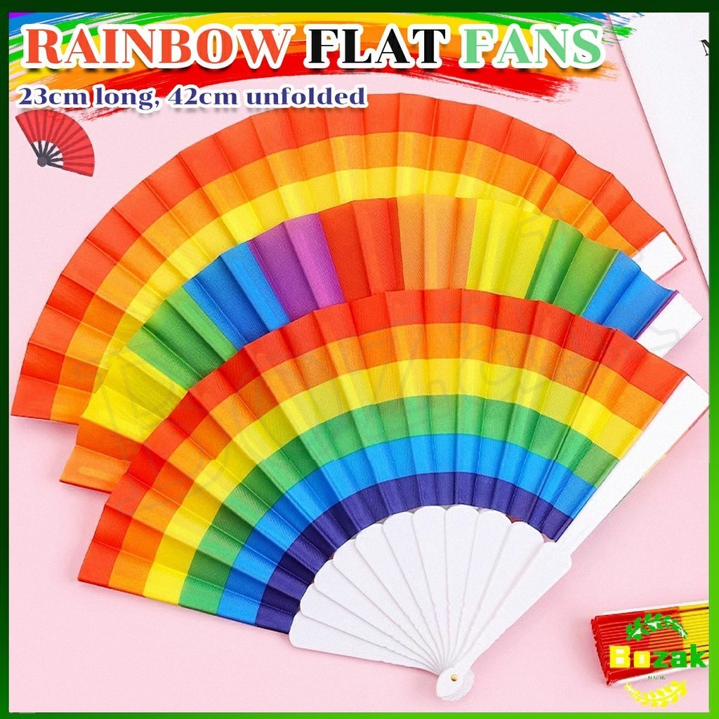7 inch Children's Craft Folding Fan Rainbow Flat Fans Kindergarten ...