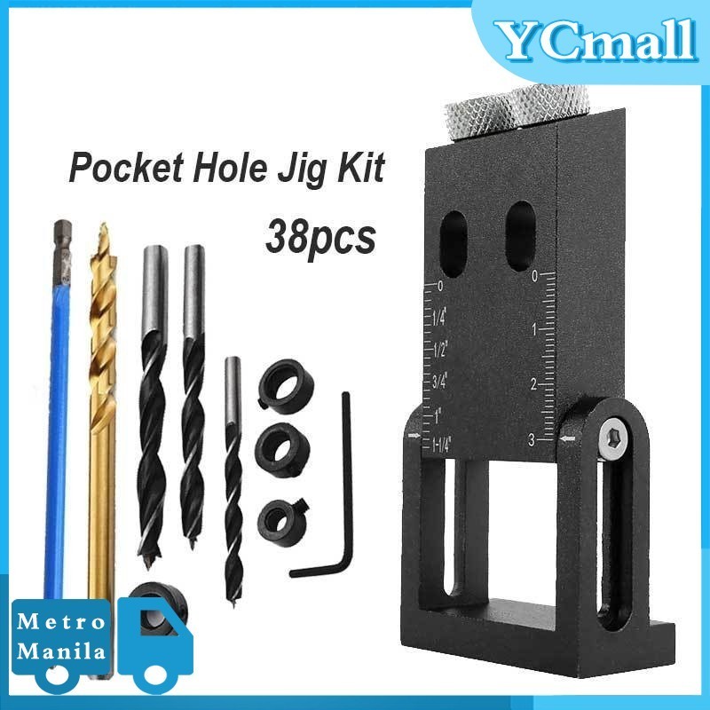 38pcs/Set 15 Degree Pocket Hole Jig Kit Angle Hole Drill Guide Kit Hole ...