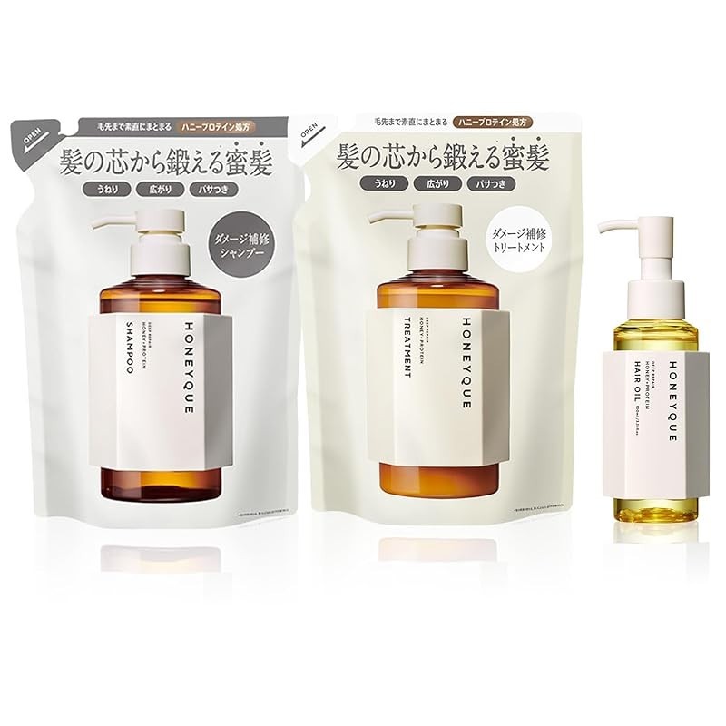 HONEYQUE Deep Repair Shampoo Refill Treatment Refill Sleek Hair Oil 3 ...