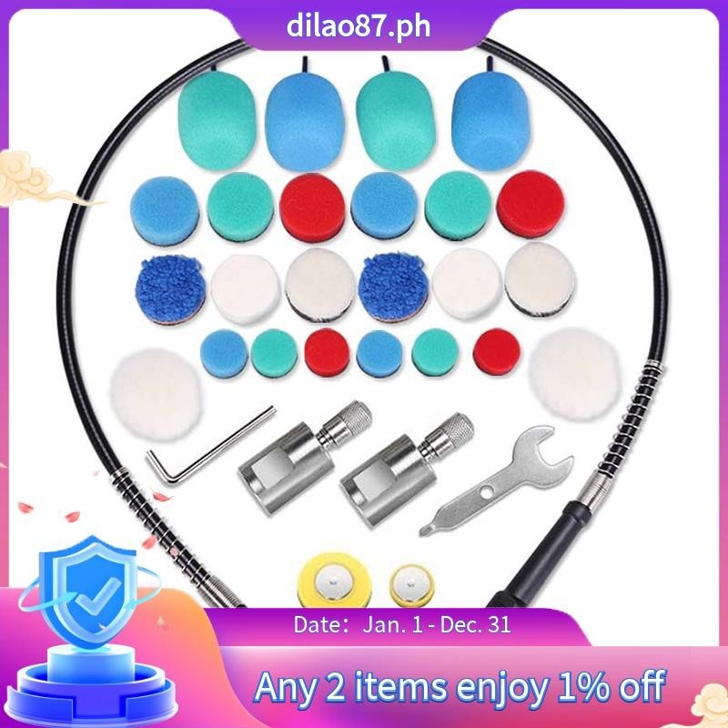 Mini Detail Polisher Shaft, Car Foam Drill Polishing Pad Kit with 5 ...