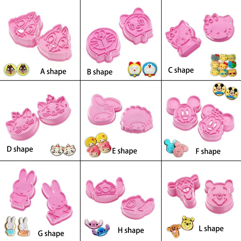 2Pcs/Set Cartoon Mouse Biscuit Mold Cookie Cutters Plastic 3D Cartoon ...
