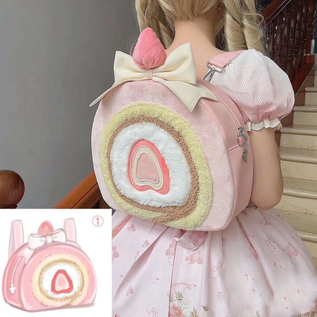2024 New Creative Niche Pink Cake Backpack Shoulder Sweet And Cute ...