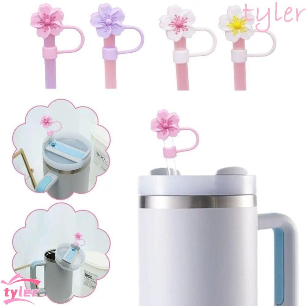 TYLER1 Cherry Blossoms Straw Cover, 8/10mm Silicone Begonia Flower ...
