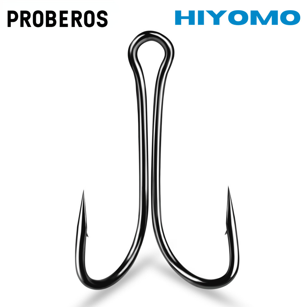 PROBEROS 50pcs Double Hook Fishing Hook Stainless Steel Barbed Hook ...