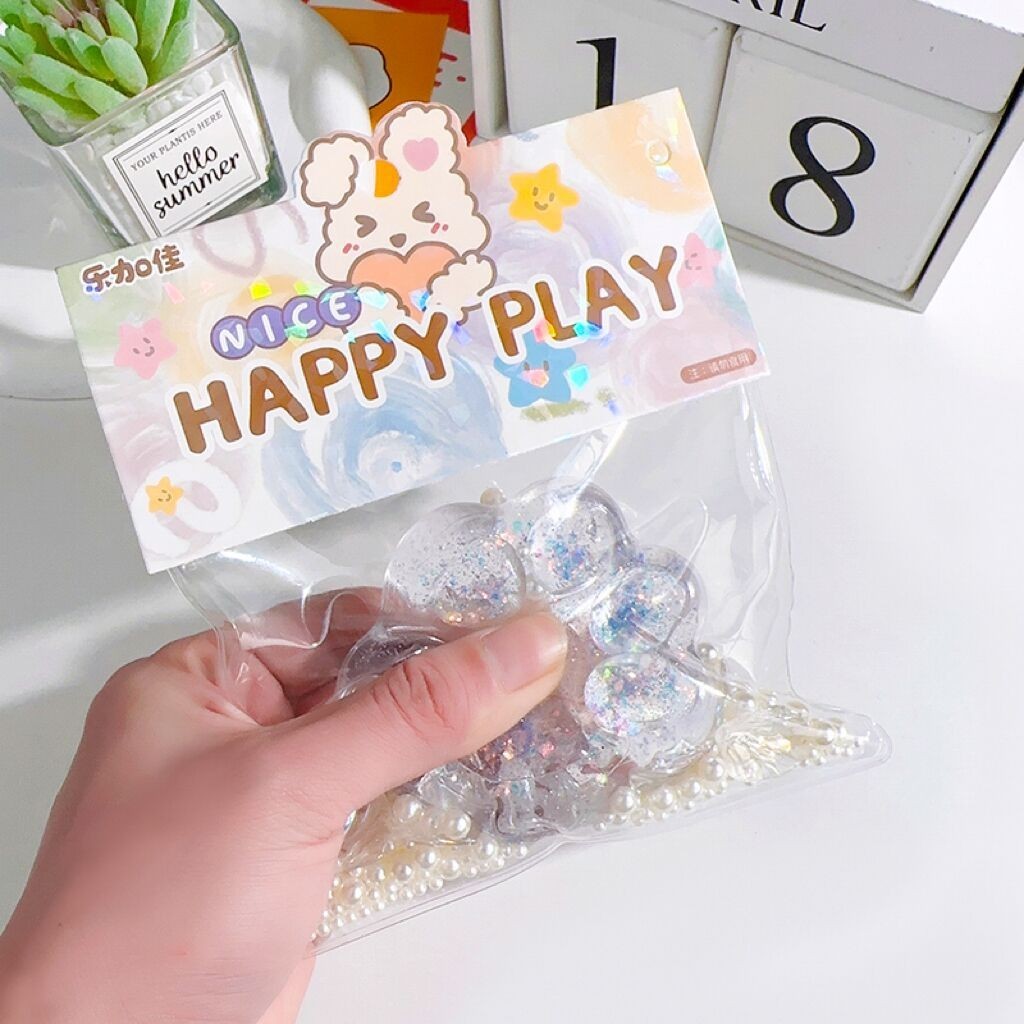 Transparent Sparkling Pink Cat Claw Squishy Toys Simulated Food ...