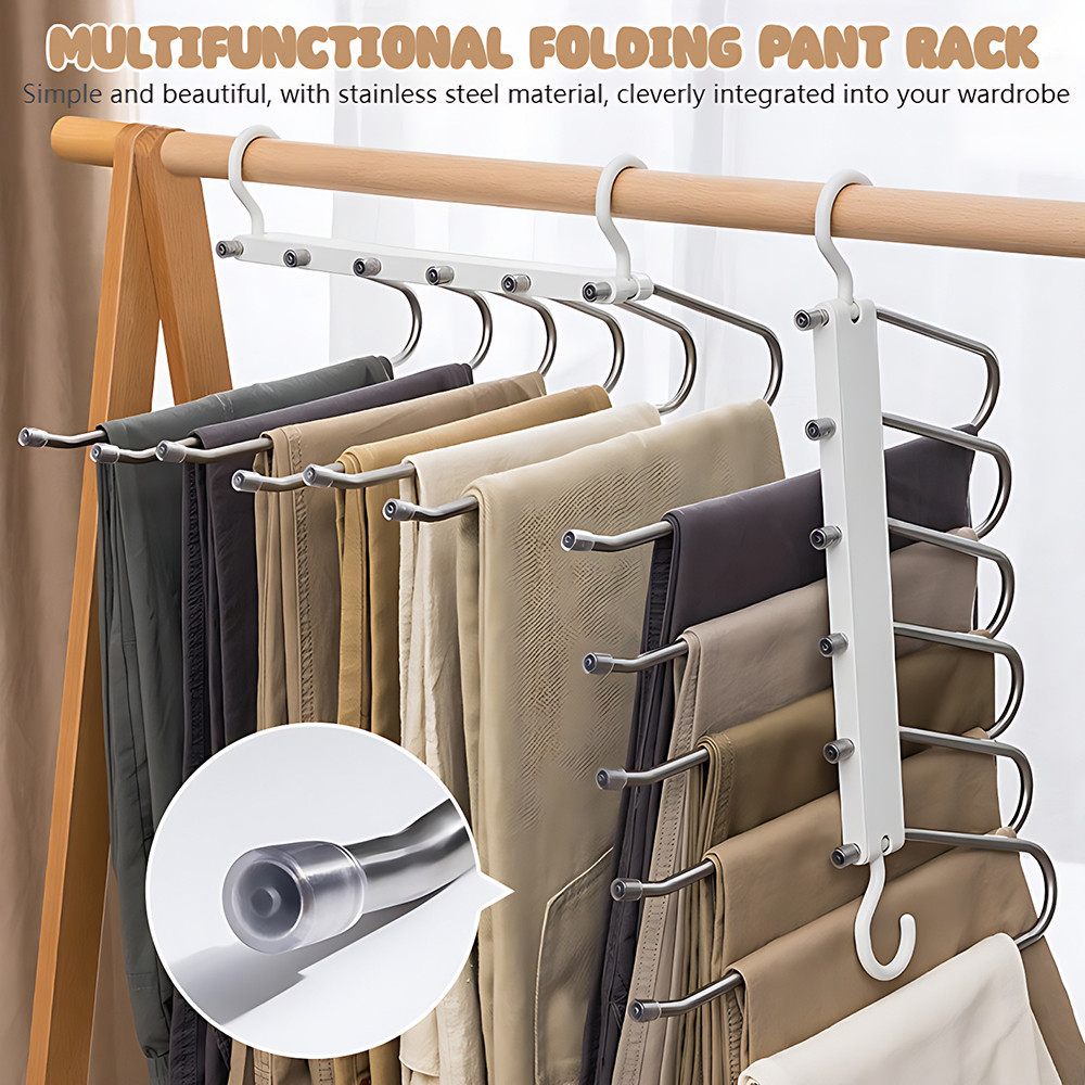 Magic Pants Rack Home Wardrobe Telescopic Storage Artifact Pants Hanger ...