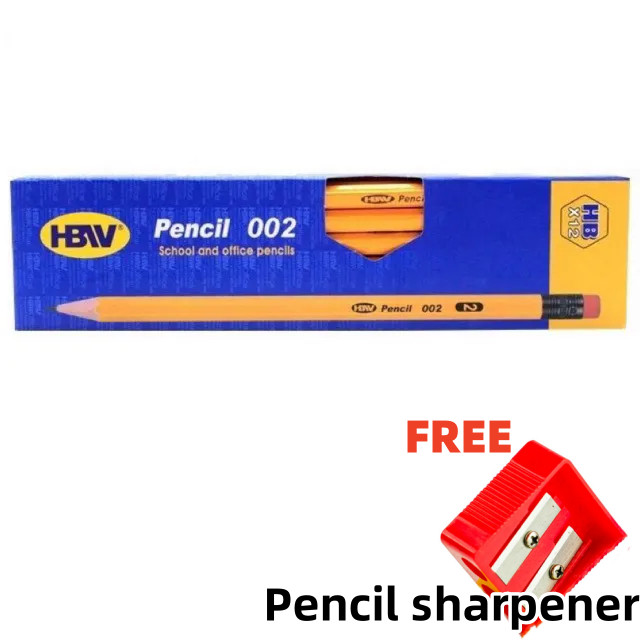 3/6/12pcs HBW pencil #002 yellow pencil W/eraser lapis buy 12pcs free ...