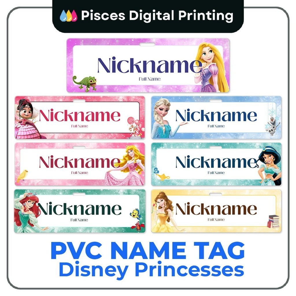 [PDP] Customized PVC / PET / Laminated Name Tag Size 2"x6" Princesses ...