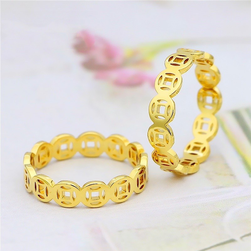 Lucky Charm Money Catcher Coin Fortune Gathering Ring 18k Gold Index ...