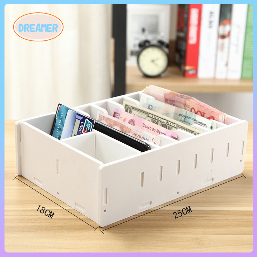 8 Grids Money Safe Saving Box Desktop Money Cash Drawer Box Cashier ...