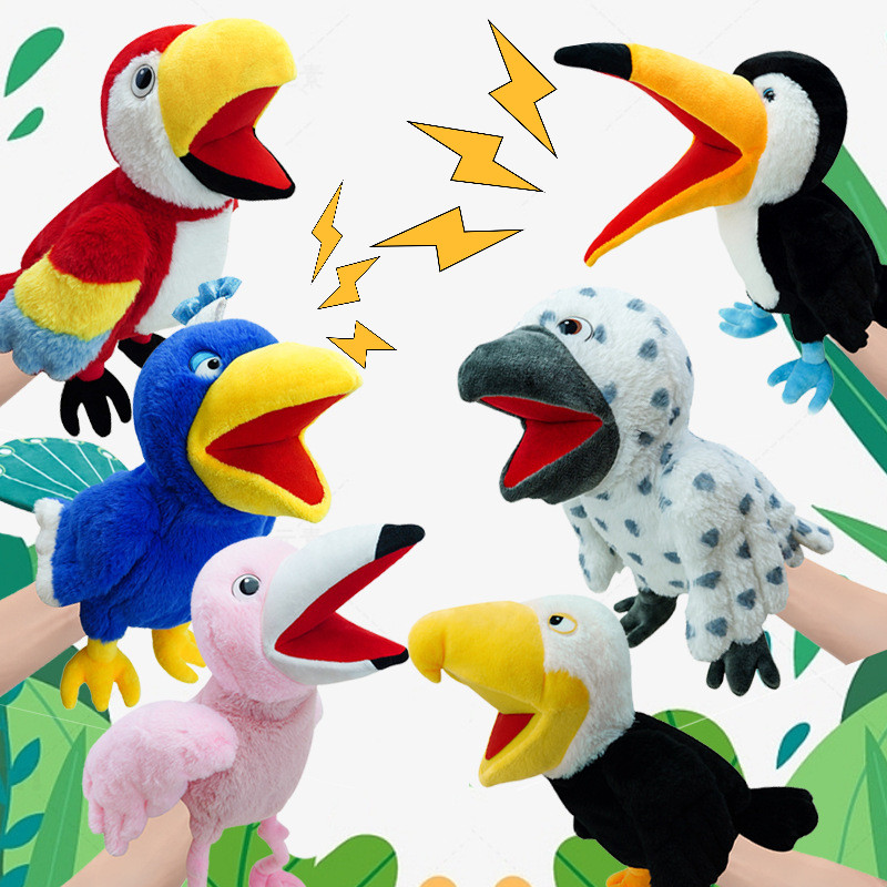 Hand Puppets for Kids Animal Hand Puppet Set with Working Mouth Soft ...