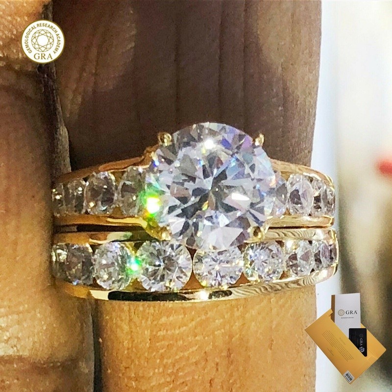 (with Gra Certificate) New Ring Set Luxury Wedding Ring Moissanite Gold ...