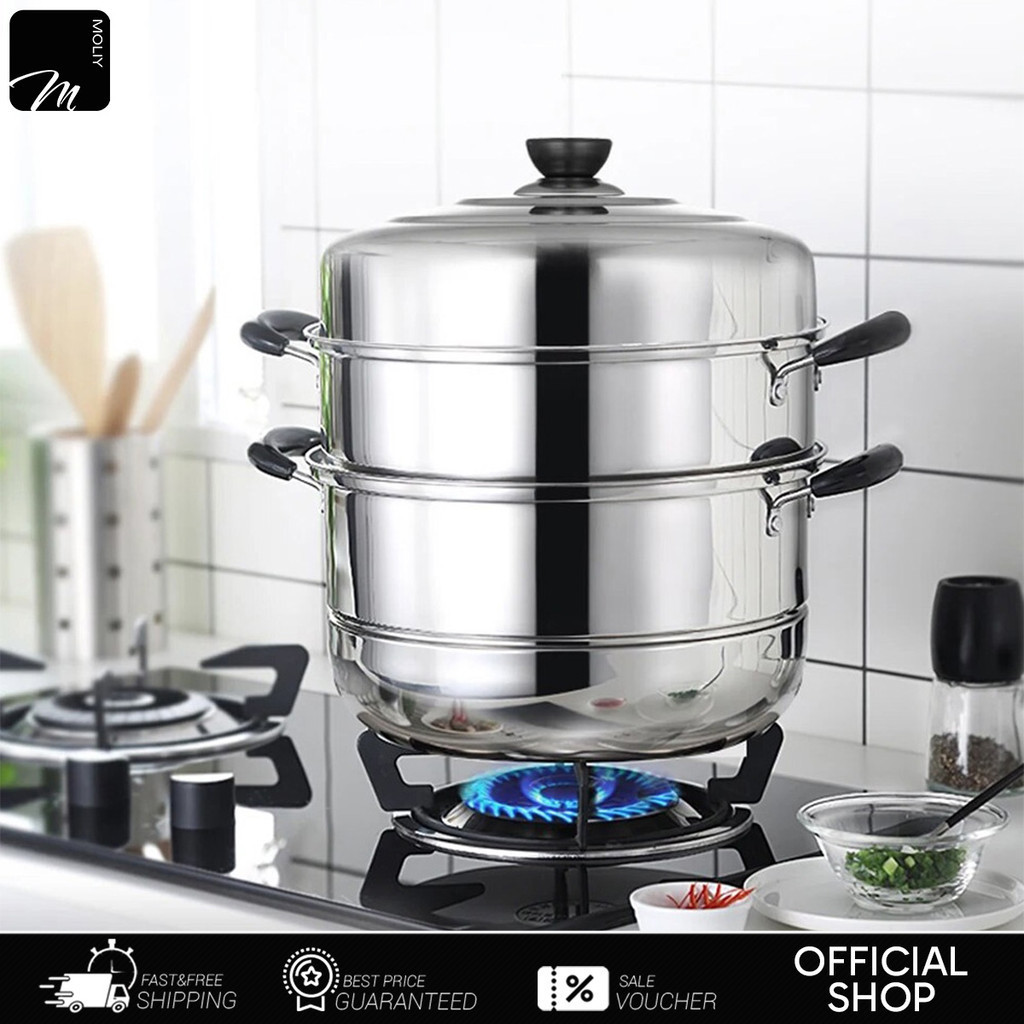 Moliy 3 Layer Steamer Stainless Steel Cooking Pots | Shopee Philippines