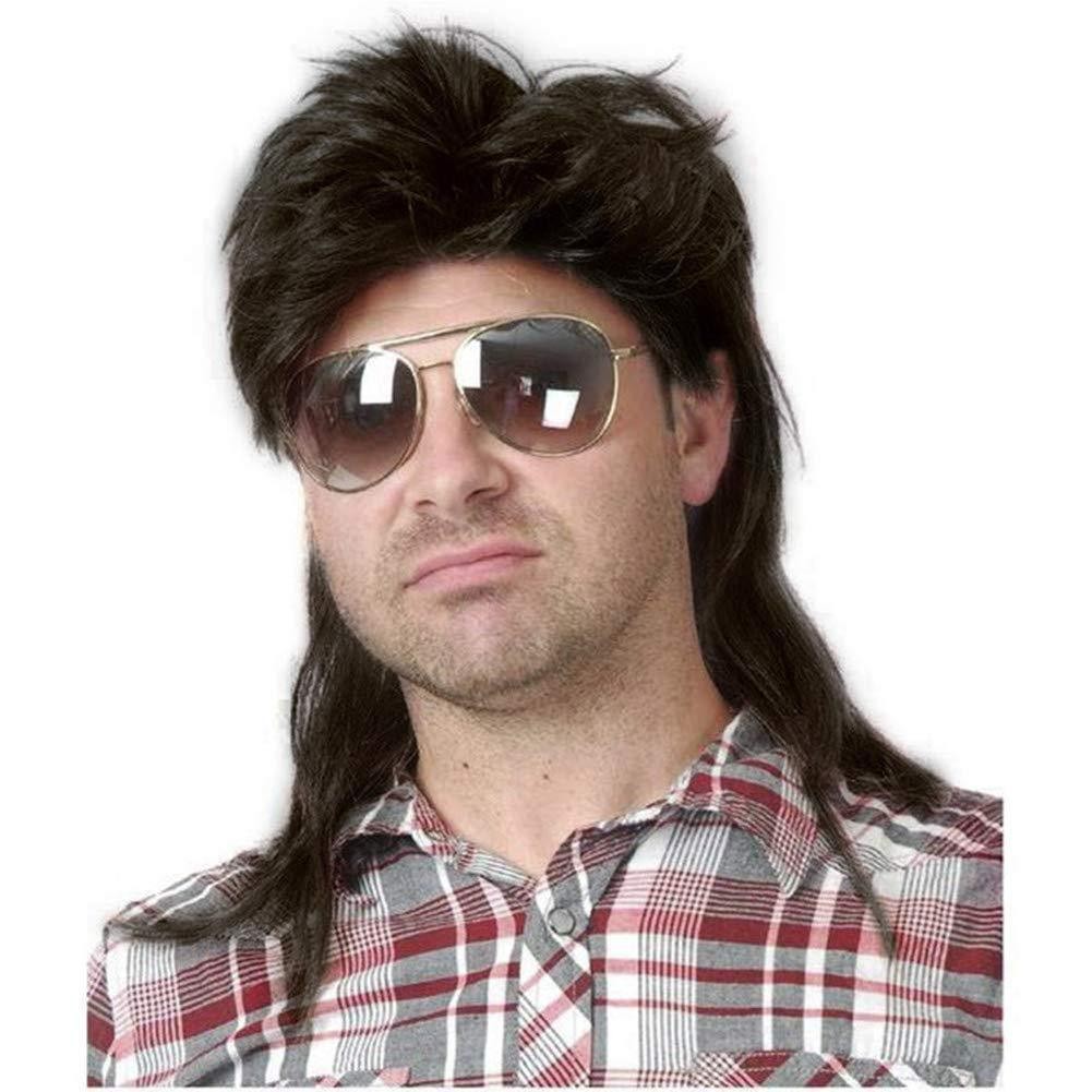 80S Punk Heavy Metal Shoulder-Length Mullet Curly Hair Wig for Cosplay ...