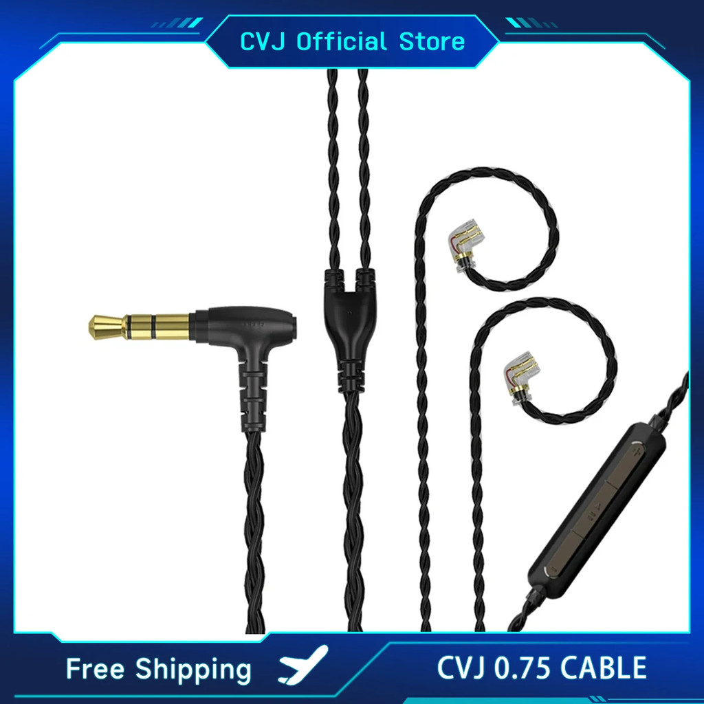 CVJ V2 4 Cord In Ear Earphones Cable IEM Wire Mic For TRN MT1 KZ ZSN ...