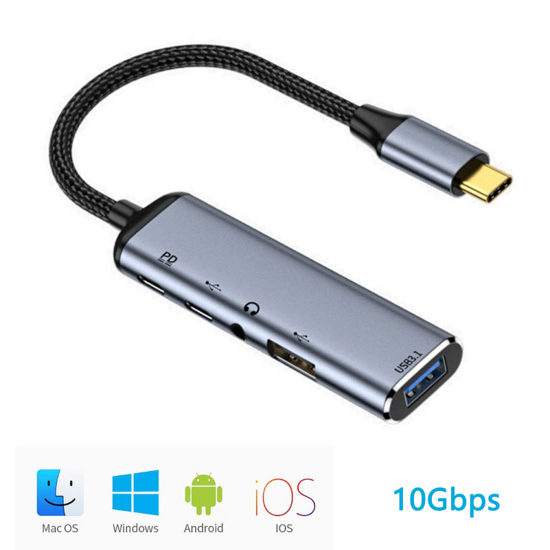 USB 3.0 HUB Converter USB-C Type-C to Audio 3.5MM Multiport Adapter ...