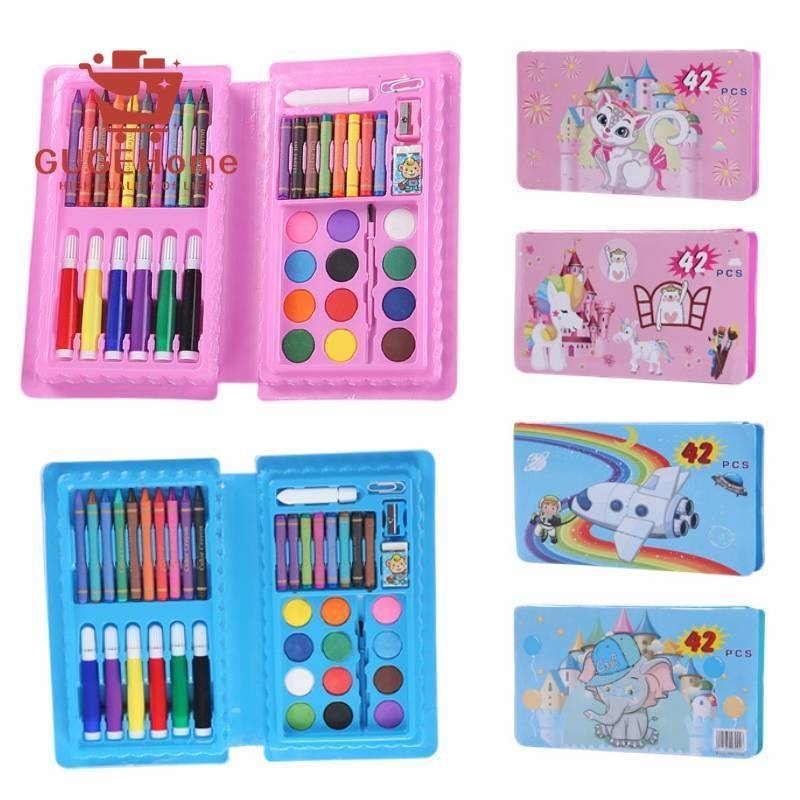 42Pcs Kids Coloring Set Painting Water Color Crayon Drawing Sets ...