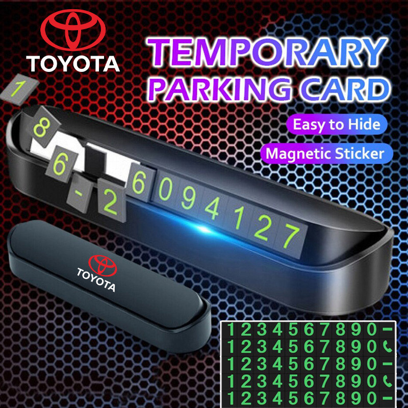 Toyota logo Car Temporary Parking Card Phone Number Card Plate Car ...