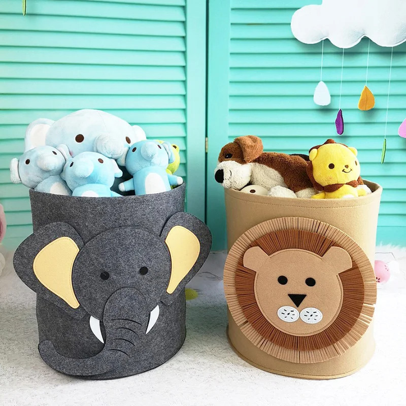 Toy Storage Box Felt Storage Bucket Animal Shape Storage Box Children ...