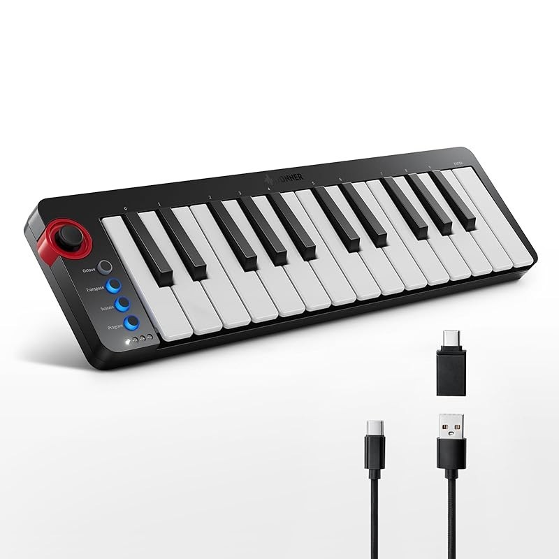 Donner Midi Keyboard 25 Key Usb Controller Mini Keyboard Compact Velocity Compatible Music