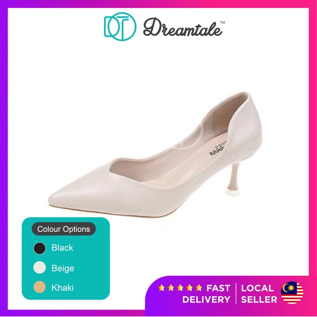 Dreamtale Women Heels Tiana Solid Colour Sharp Toe Heels Kitten Heels ...
