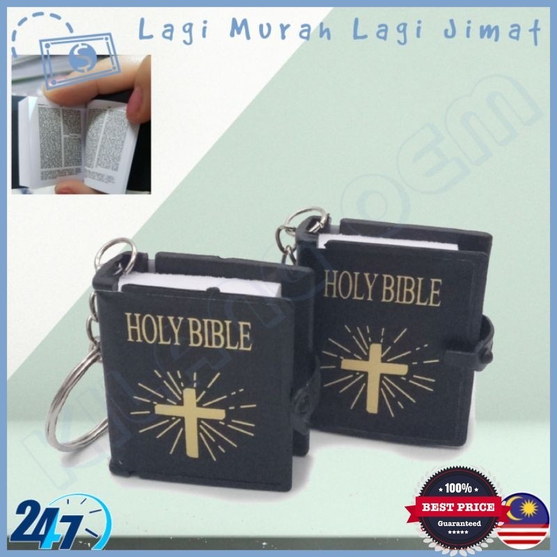 Mini Bible Book Cross Barang Kemas Rantai Kunci Loket Buku Alkitab ...