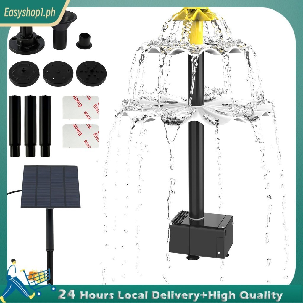 Solar Water Pump with Panel 2.5W DIY Solar Fountain Pump Kit with 6 ...