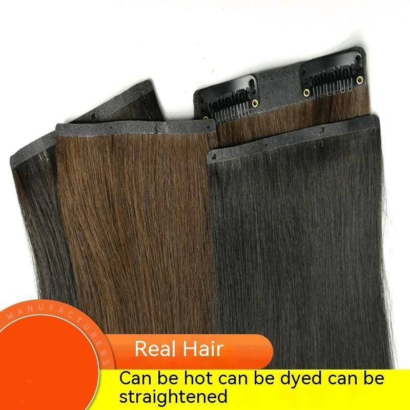 100% Human Hair Patch Two Clips One Piece Ultra-thin Invisible Wig ...