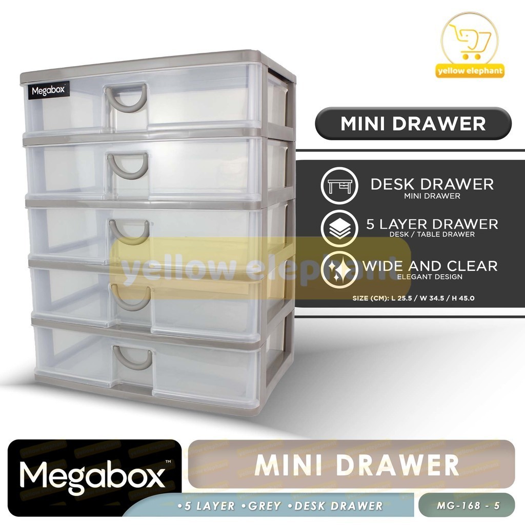 Megabox Wide Desk Drawer 5 Layers Small Yellow Elephant Everyday Low ...