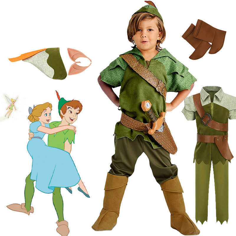 Peter Pan Cosplay Costume for Kids Boy Fairy Tinkerbell Elves Robin ...