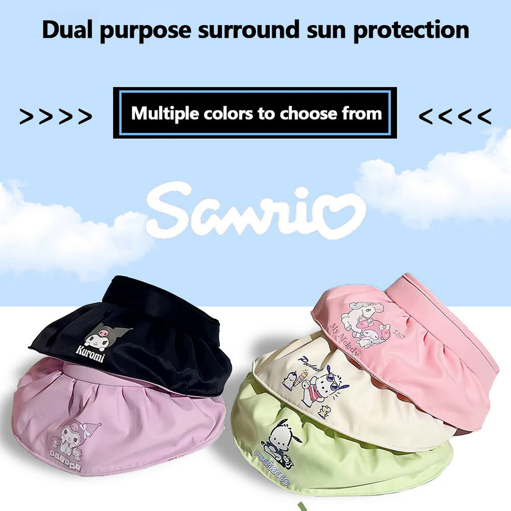 Sanrio Kuromi Summer Empty Top Wide Brim Sun Hat For Anime Anti UV ...