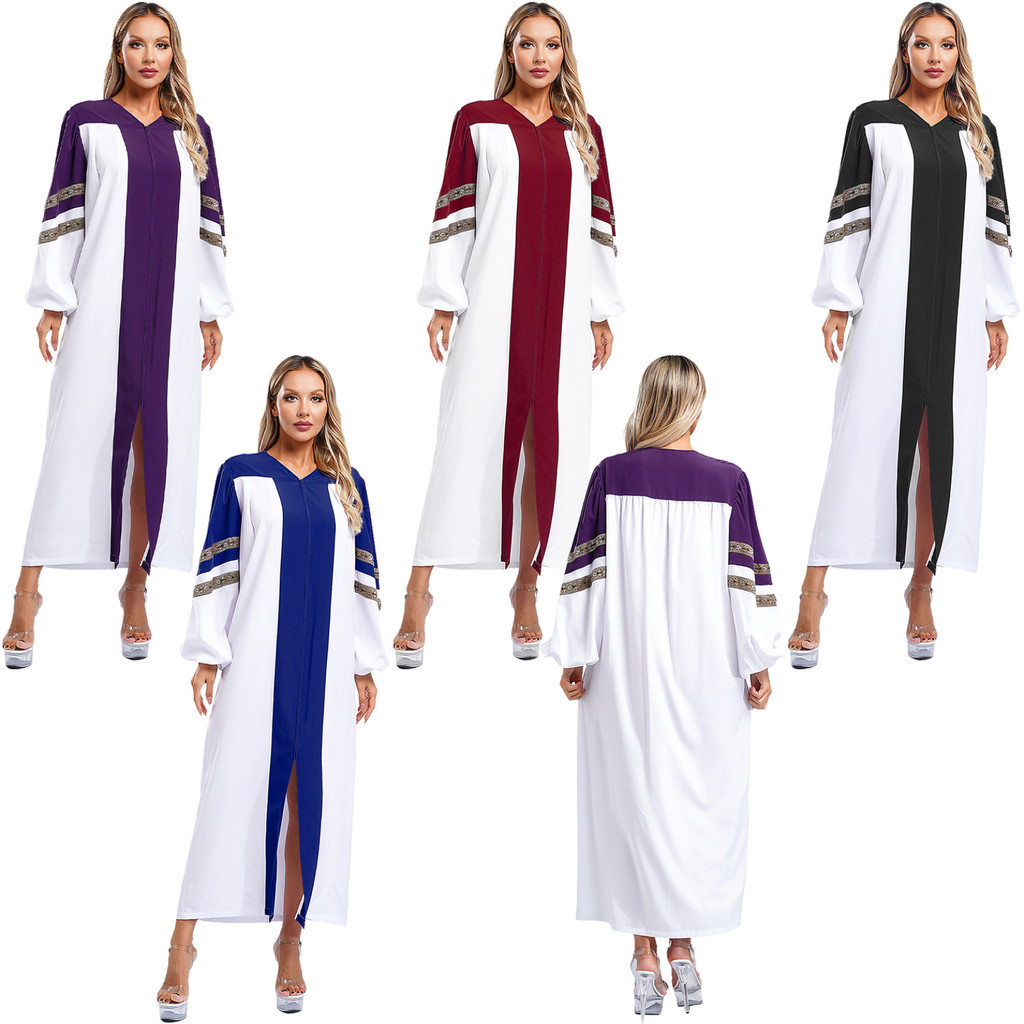 Women Men Pastor Gown Church Choir Worship Robe Halloween Catholic ...