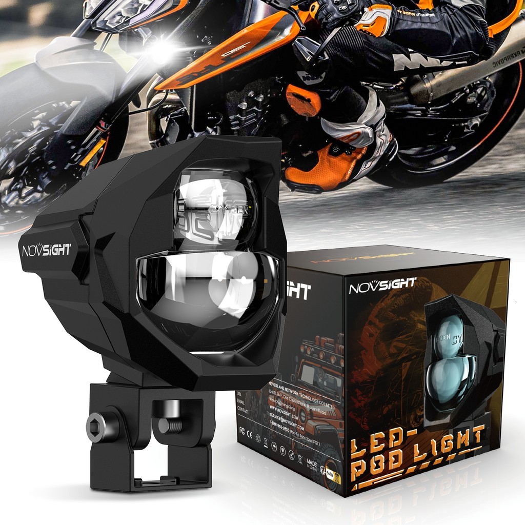 Novsight 45W 3500LM Mini Driving Light DC 9-100V Double LEDS Motorcycle ...