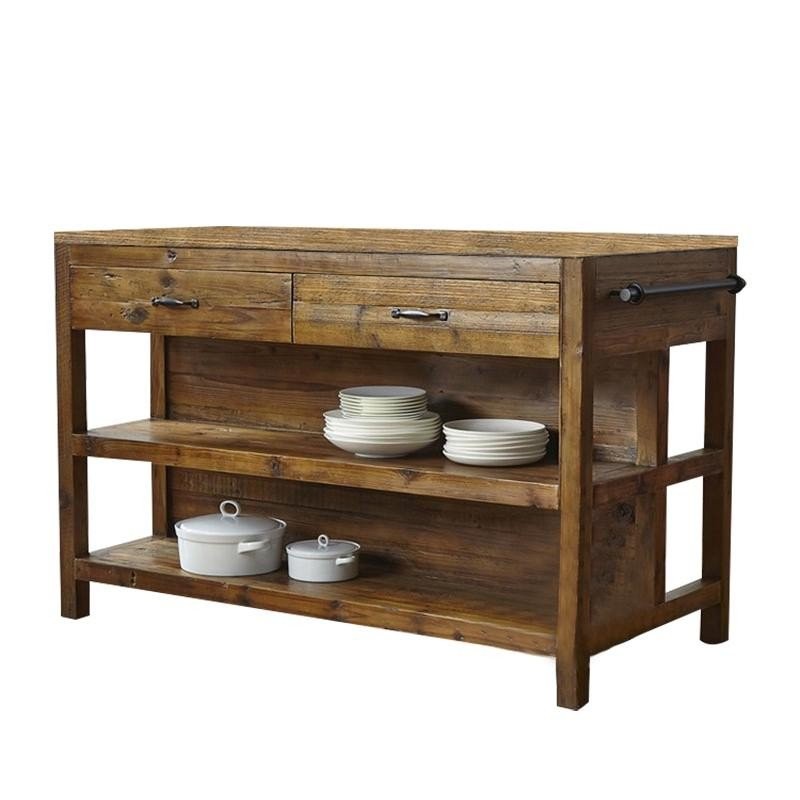 American Retro Solid Wood Sideboard Kitchen Middle Island Console ...