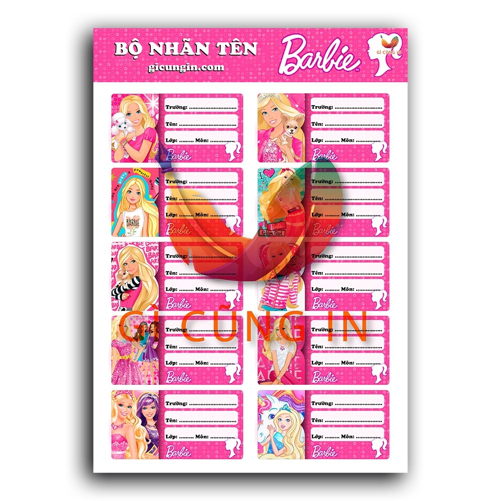 Combo of 10 BARBIE DOLL Notebook Stickers | Book Stickers - Book ...
