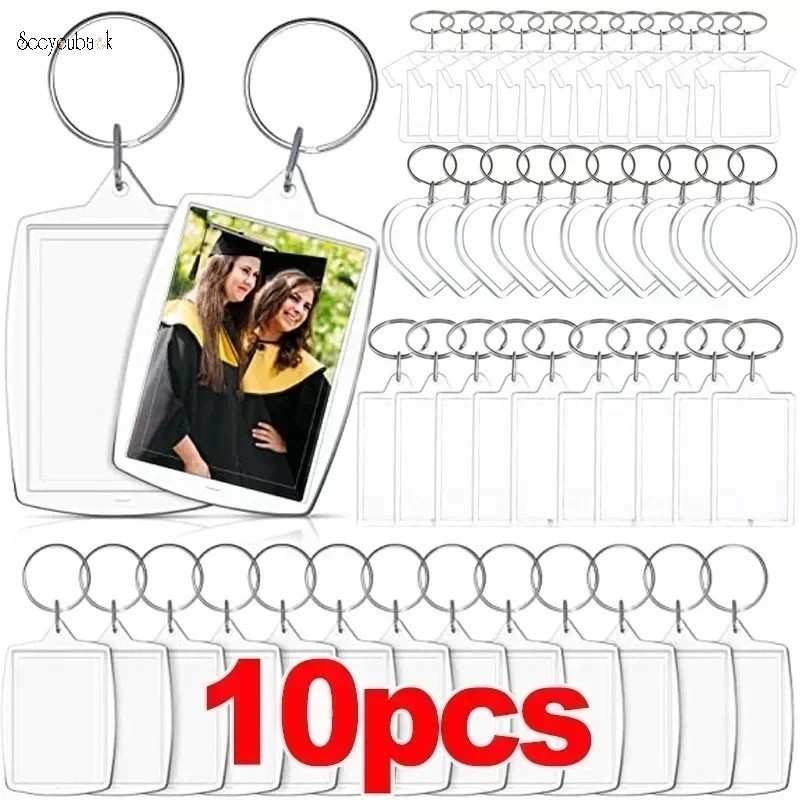 1/5/10Pcs Valentine's Day Blank Acrylic Picture Keychain DIY Clear ...