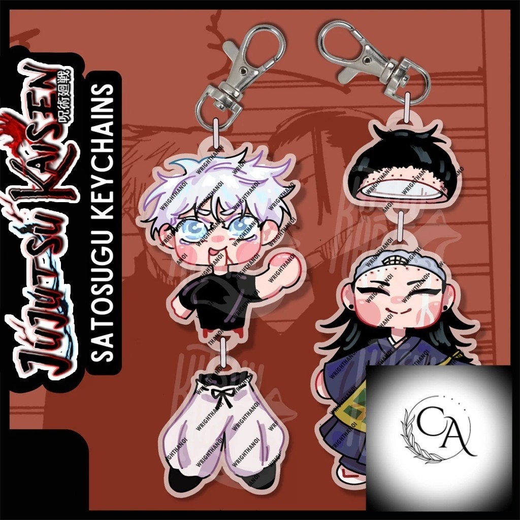Half-cut Gojo Satoru keychain, Geto Suguru head cut in half Anime ...