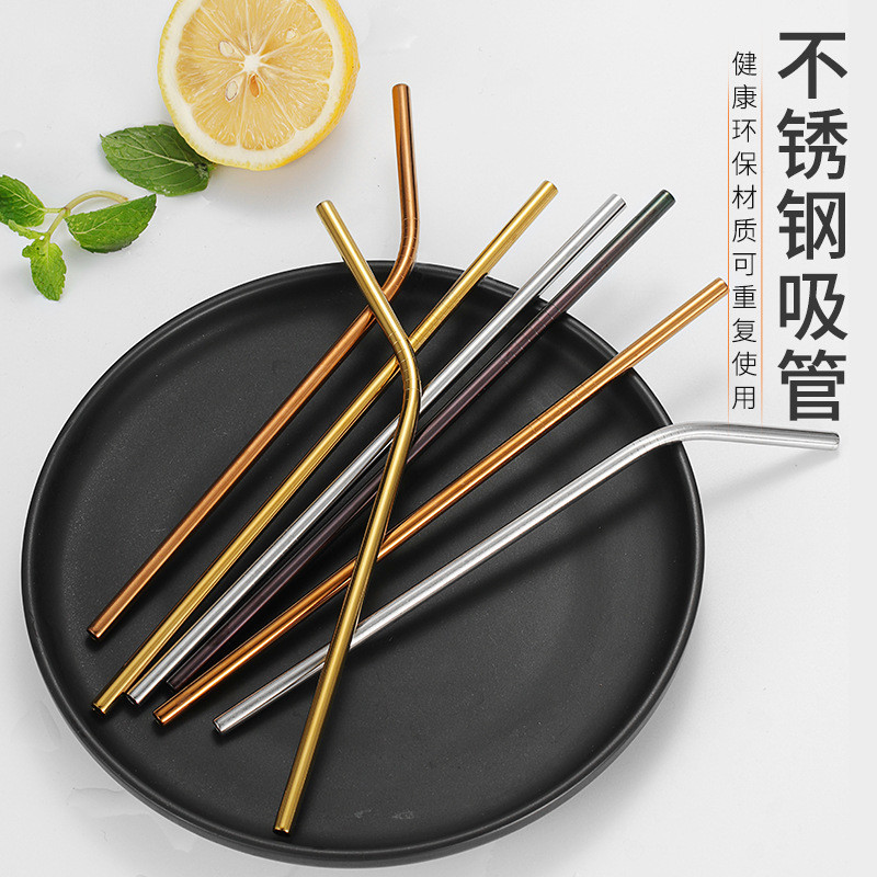 304 Stainless Steel Straw Color Environmentally Friendly Metal Straight