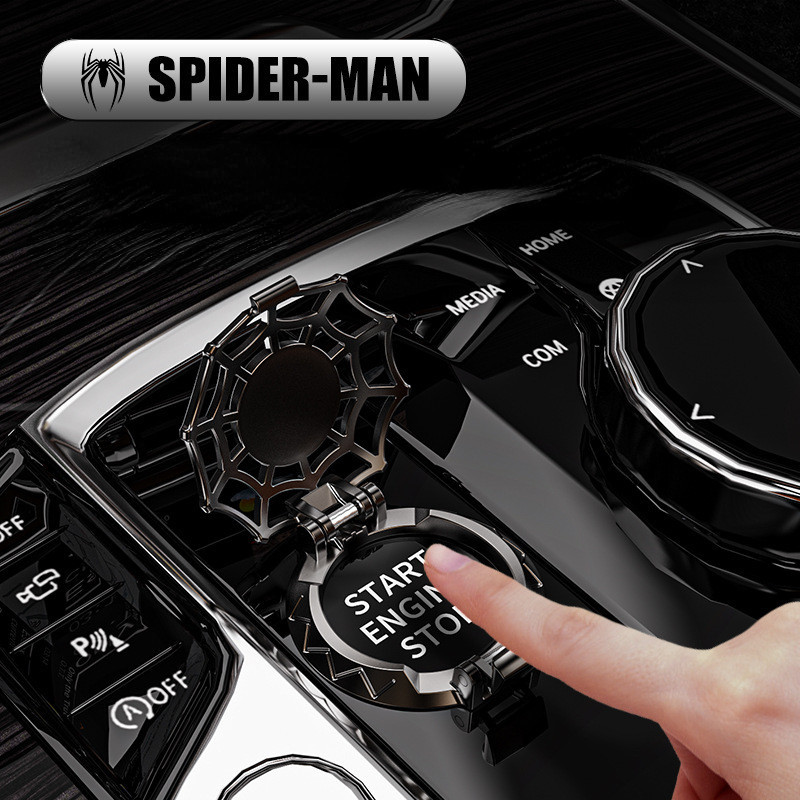 Metal Car One Button Start Protection Cover Decor Spider Man One Click ...
