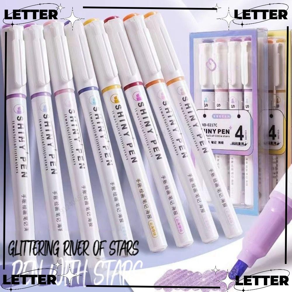 LET 5PCS Glitter Highlighters, Plastic Colorful Shiny Draw Doodle Pens ...