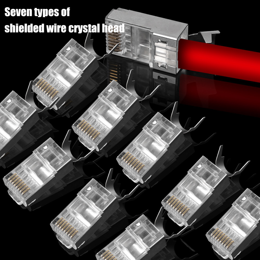 Shielded RJ45 CAT7 Crystal Head Connectors - No Pass Hole Modular Plugs ...