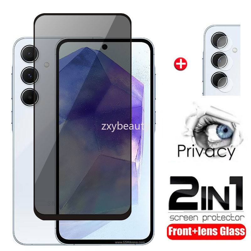 2in1 Privacy Tempered Glass For Samsung Galaxy A55 A35 A16 A17 A56 5G 2025 A36 A26 M15 Screen ...