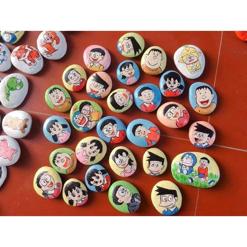 Mini Pebble Painting of Doraemon Characters - beautiful pebbles shop ...