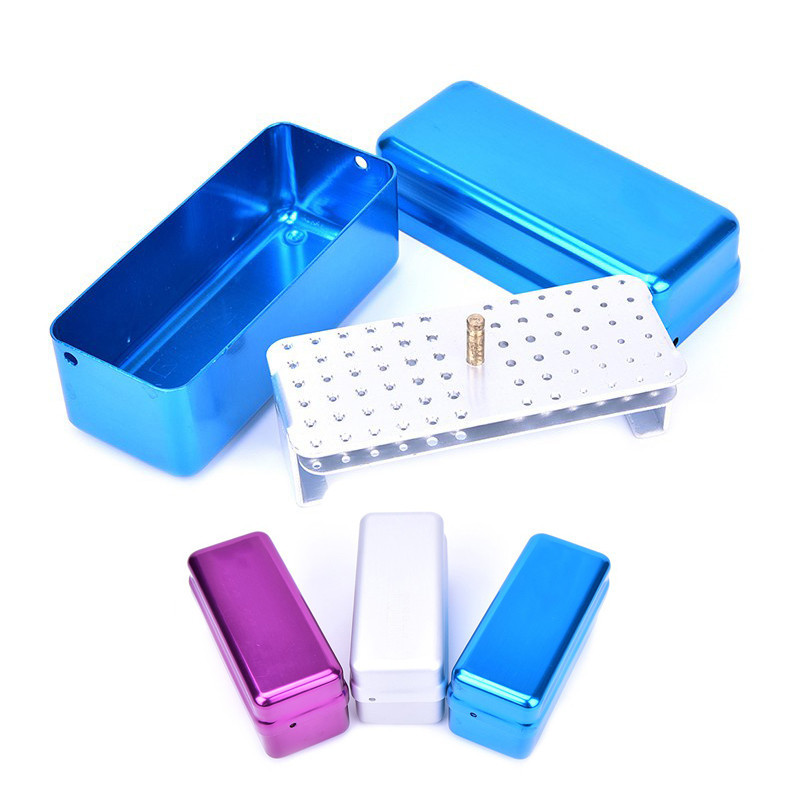 72 Holes Autoclave Aluminum Dental Bur Disinfection Box Sterilizer Case ...