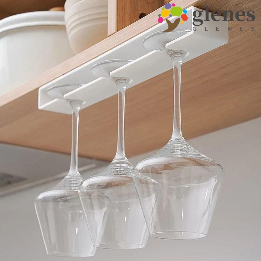 GLENES Wine Glasses Holder, Plastic Free Punching Stemware Hanging Rack ...
