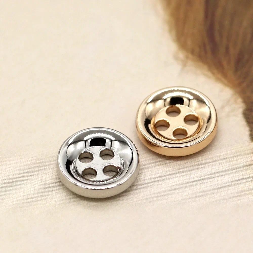 20Pcs/set 4 Holes 10mm Round Gold Metal Shirt Buttons for Sewing ...